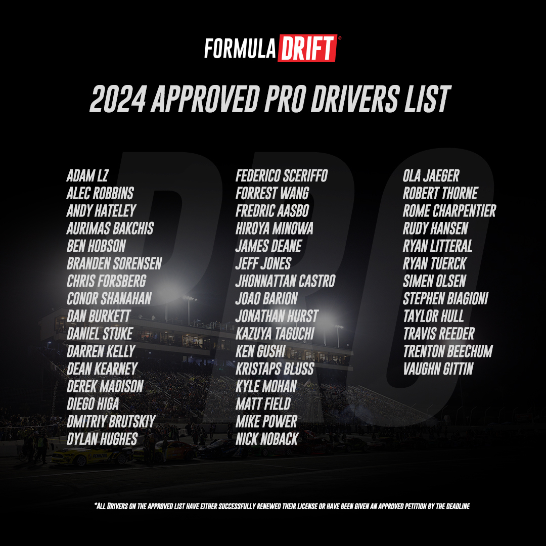 FD Fans — Meet the 2024 Formula DRIFT approved PRO drivers! Who’s on ...